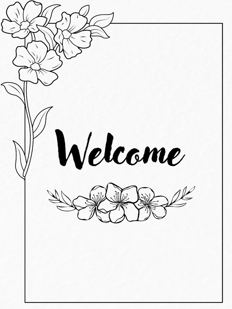 White Minimalist Floral Frame Page Border | PDF