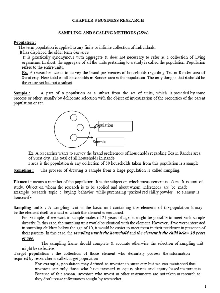 Chapter 3 Sampling and Scaling Methods 2023-24 | PDF | Sampling ...