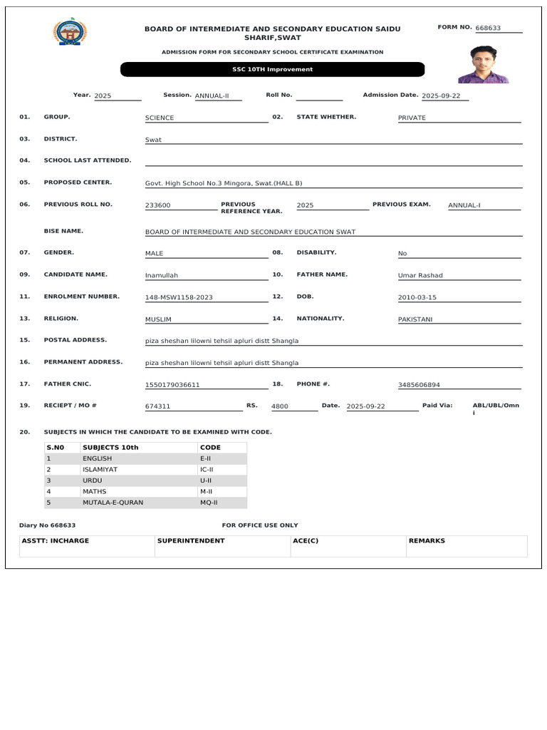 SSC Form | PDF | Educational Stages | Schools