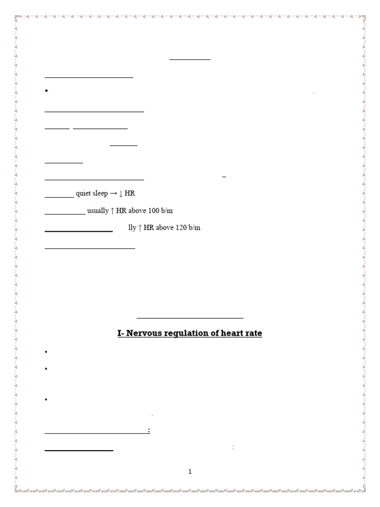 L12 - (Handout) Heart Rate & Its Regulation (Physiology) | PDF | Heart ...