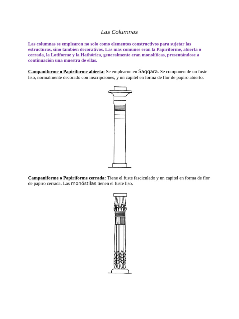 Las Columnas: tipologías y características | PDF | Tebas | Columna