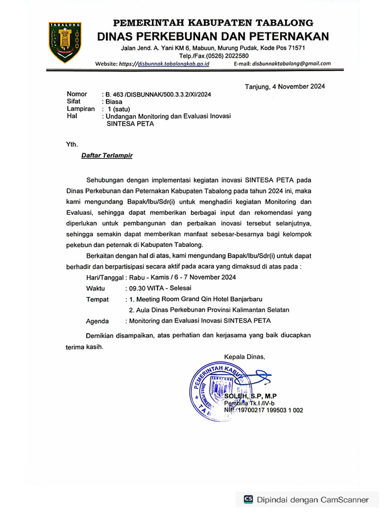 Undangan Keterlibatan Aktor Pada Monitoring Dan Evaluasi SINTESA PETA ...