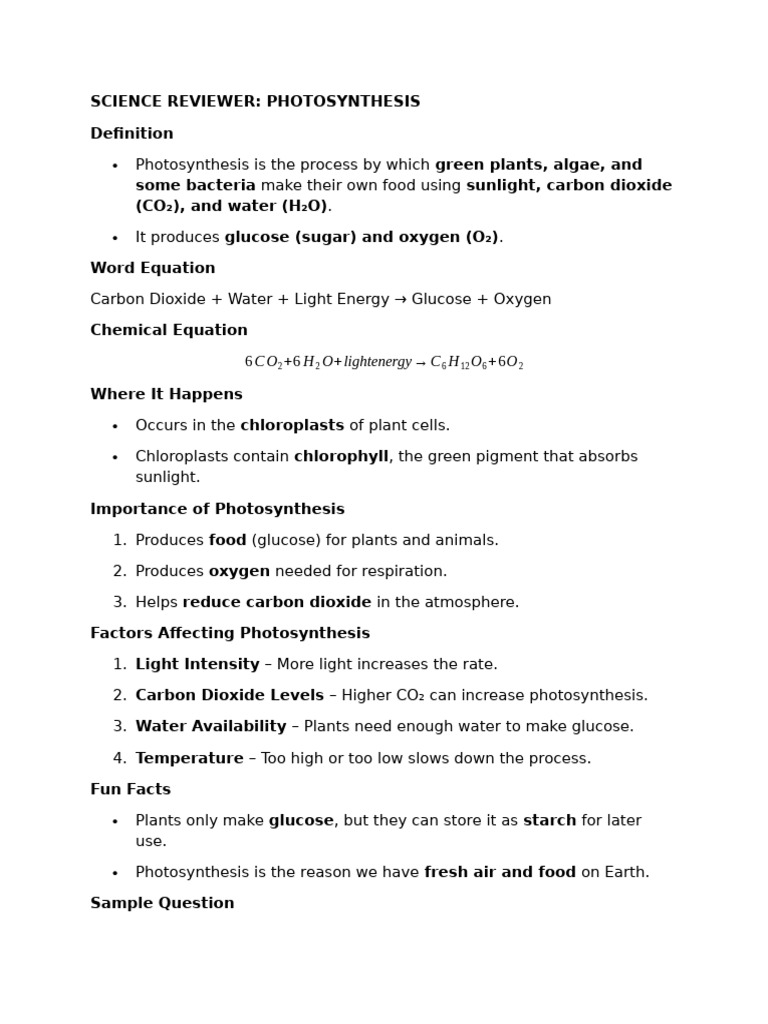 Photosynthesis Overview and Review | PDF