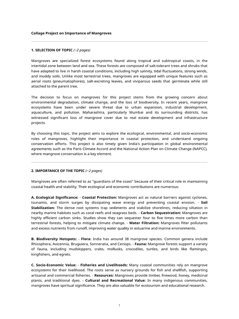 Mangrove Project Detailed | PDF | Mangrove | Coast