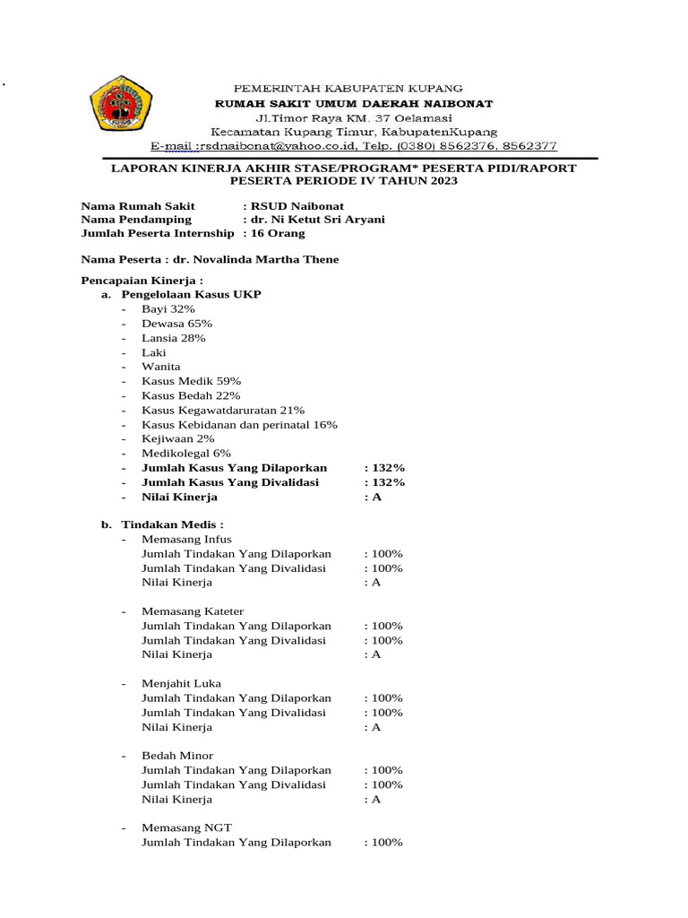 Laporan Kinerja IVAN | PDF