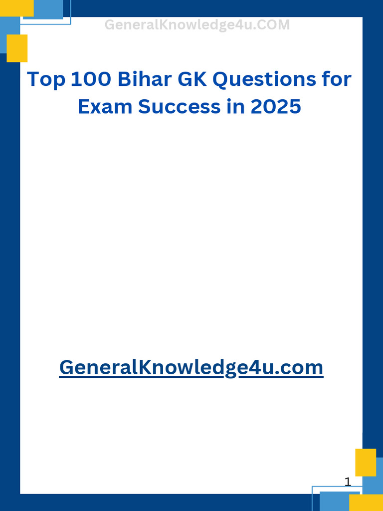 Bihar GK Questions for 2025 Exams | PDF