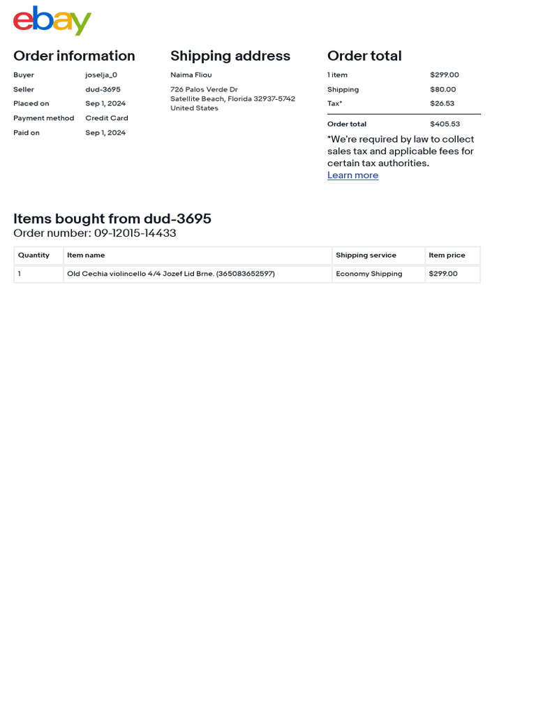 Order Details - EBay | PDF