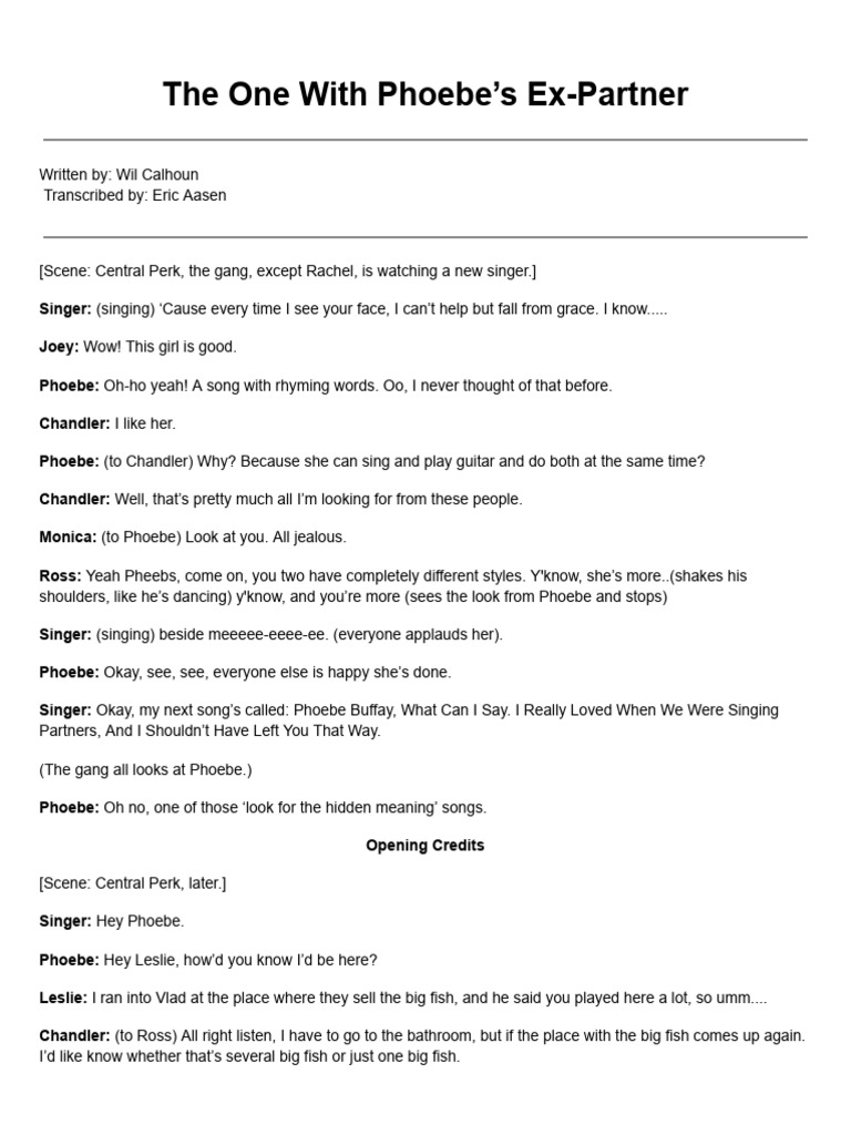 FRIENDS - 314 Phoebe's Ex-Partner | PDF | Friends