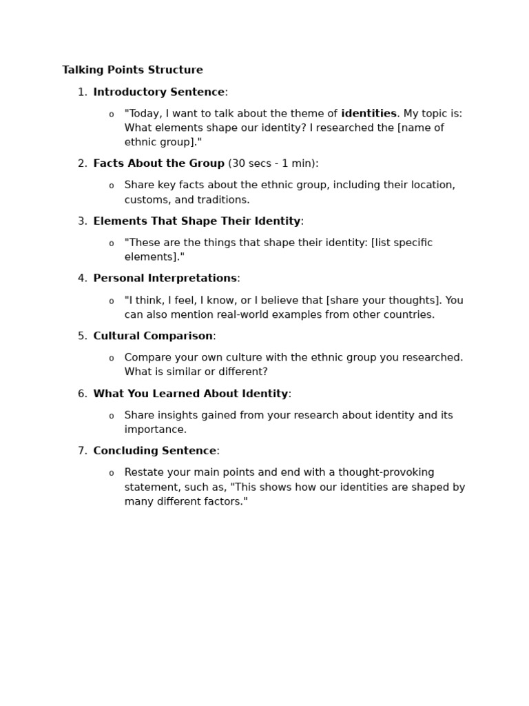 Talking Points Structure | PDF