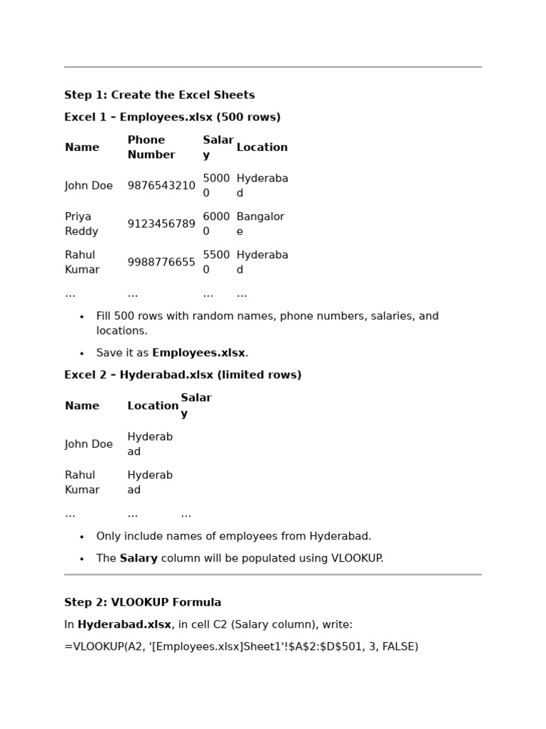 Excel VLOOKUP Guide for Employee Data | PDF