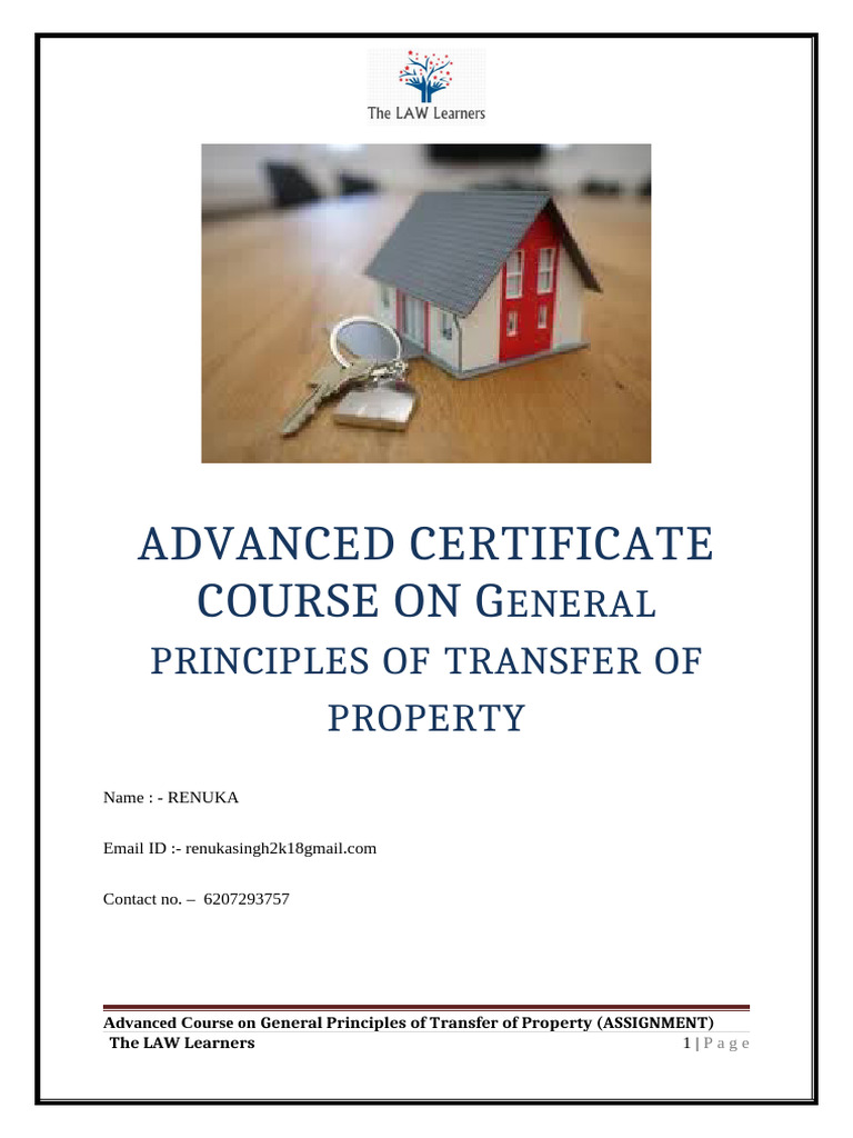 Advanced Certificate Course On General P | PDF | Property | Breach Of ...