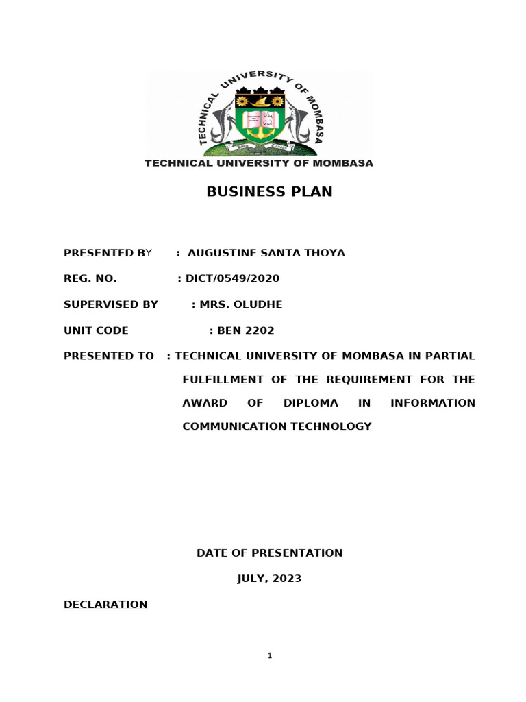 Business Plan for ICT Diploma Project | PDF | Marketing | Business