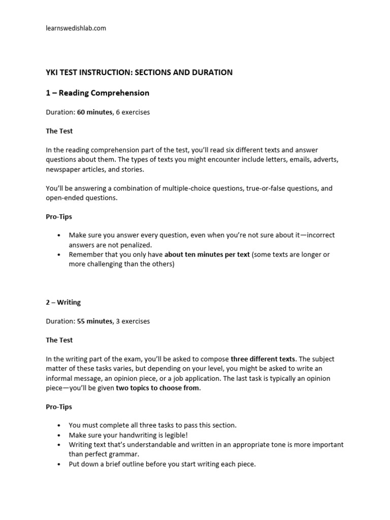 Yki Test Format | PDF | Reading Comprehension | Multiple Choice