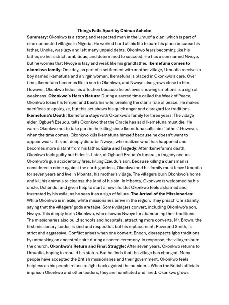 "Things Fall Apart: Okonkwo's Tragic Journey" | PDF | Igbo People