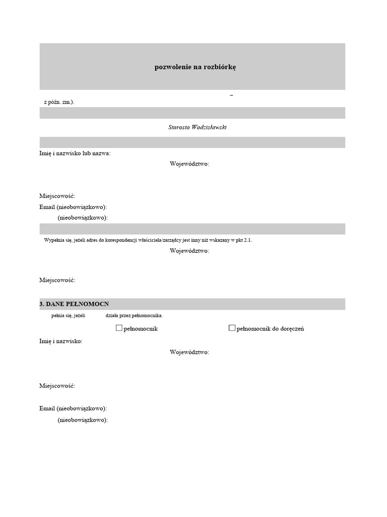 PB-3 Wniosek o Pozwolenie Na Rozbiórke | PDF