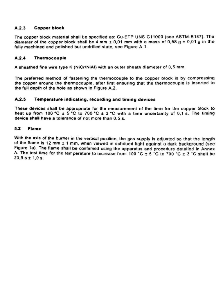 Copper Block - Needle Flame Test Apparatus | PDF