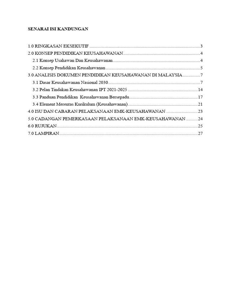 Analisis Pendidikan Keusahawanan Malaysia | PDF