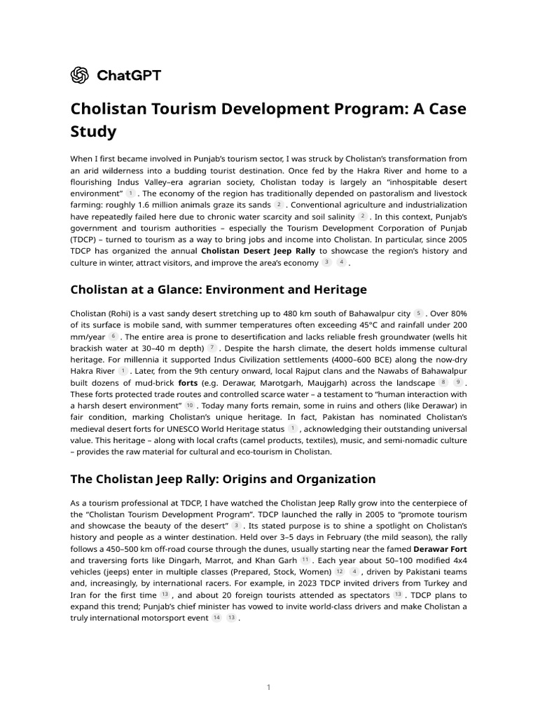 Cholistan Desert Tourism Development Study | PDF | Tourism | Sustainability