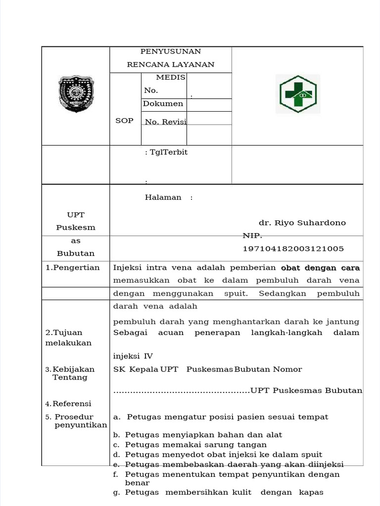 PDF Sop Injeksi IV | PDF