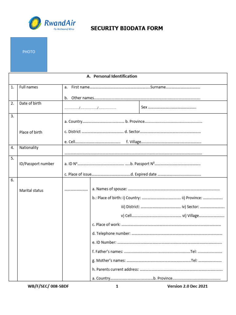 WB Bio-Data Form 2022 Updated | PDF