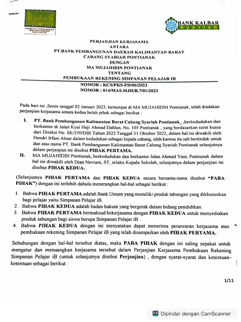 MOU Bank Kalbar Syariah | PDF