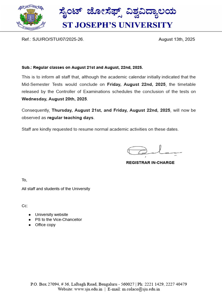 August 21-22 Regular Class Notice | PDF