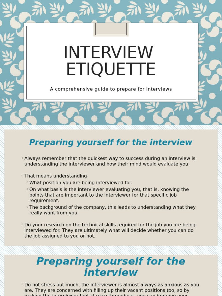Interview Etiquette | PDF | Body Language | Interview