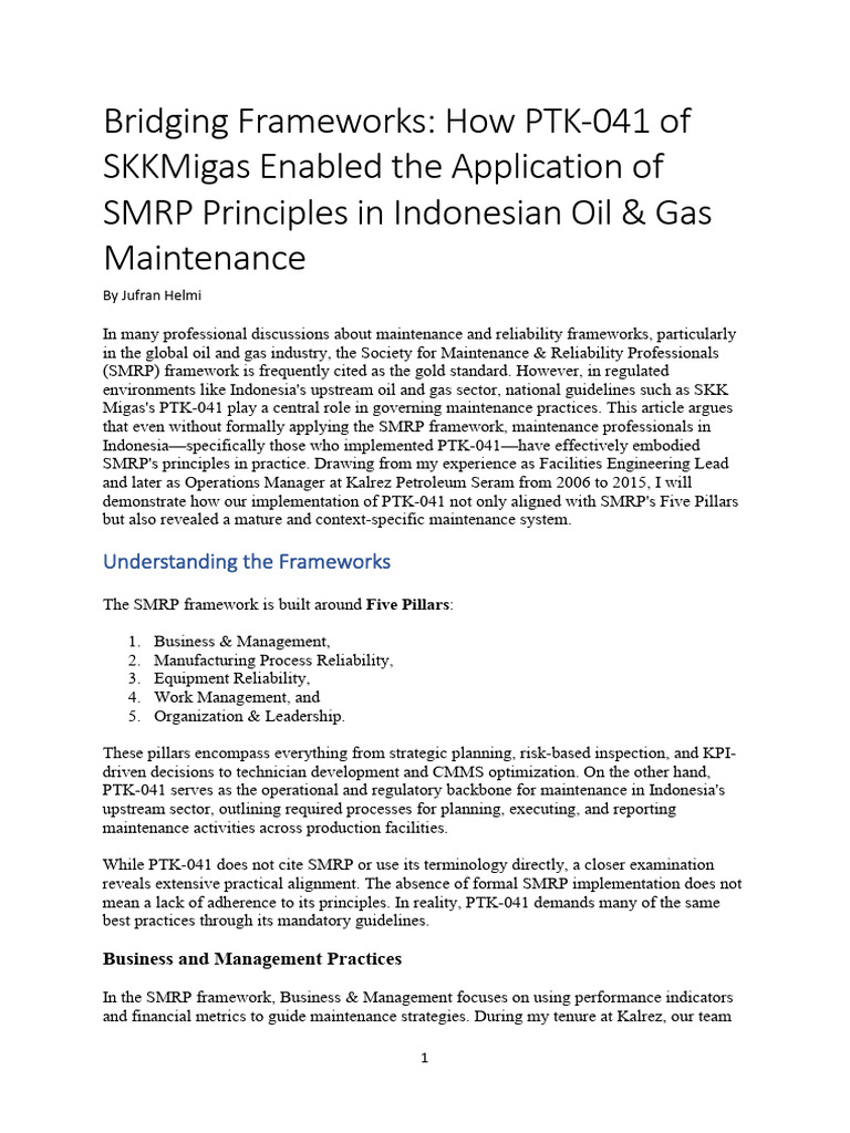 Bridging Frameworks of Maintence and Reliability | PDF | Reliability Engineering | Performance ...