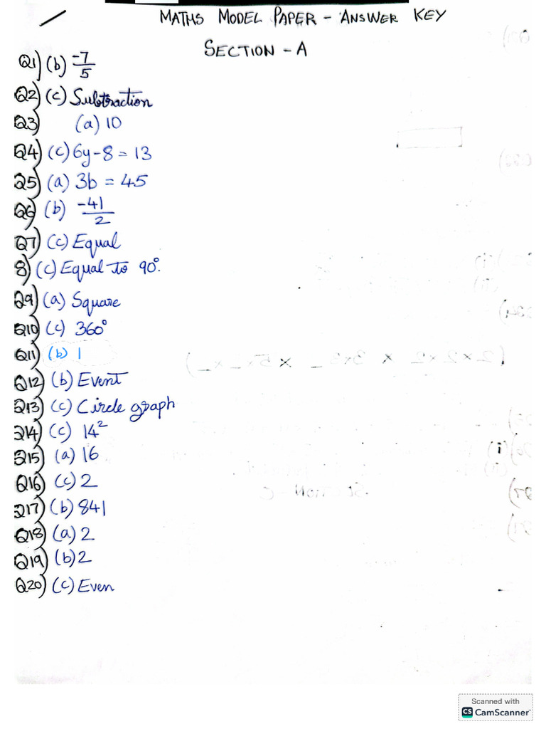 CL 8 Model Paper Ans Key | PDF