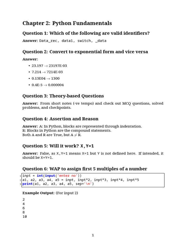 CH 2 Python Fundamentals | PDF | Computer Programming
