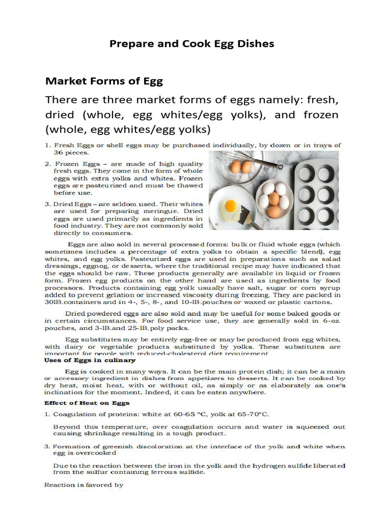 Prepare and Cook Egg Dishes | PDF
