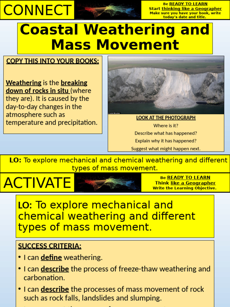 Lesson 2 Coastal Weathering and Mass Movement | PDF | Weathering ...