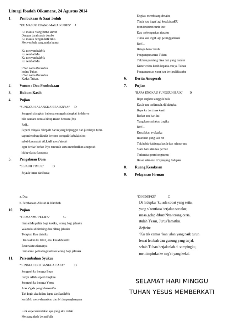 Liturgi Ibadah Oikumene | PDF