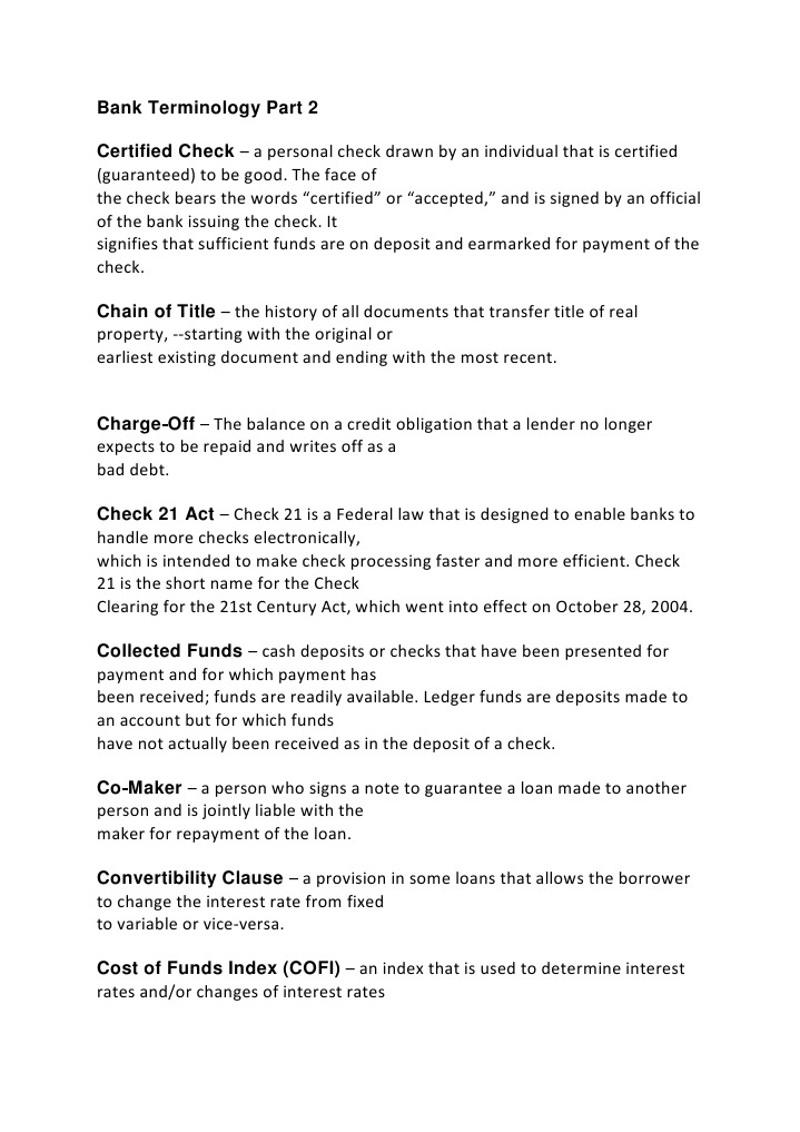 Essential Bank Terms Explained | PDF