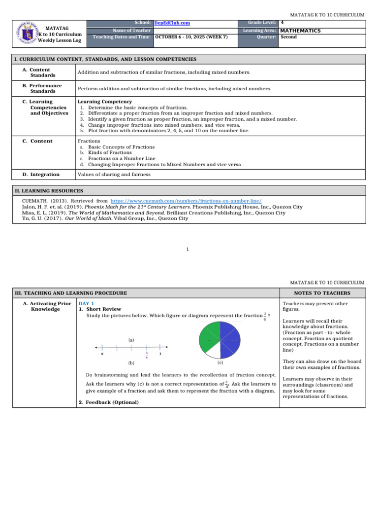 DLL Matatag - Math 4 q2 w7 | PDF | Behavior Modification | Cognition