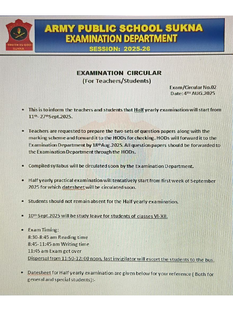 Exam Circular No.02 | PDF