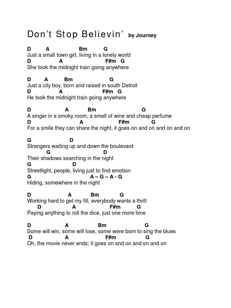 Dont Stop Believing in D Maj | PDF