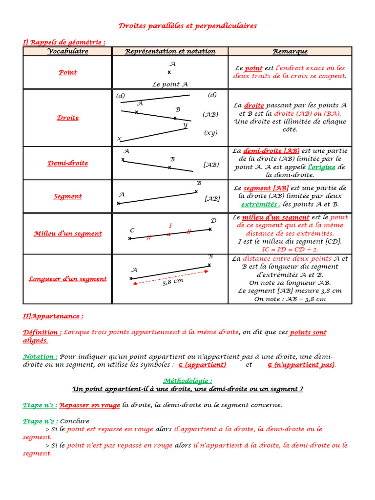 Droites parallèles et perpendiculaires | PDF | Droite (mathématiques ...