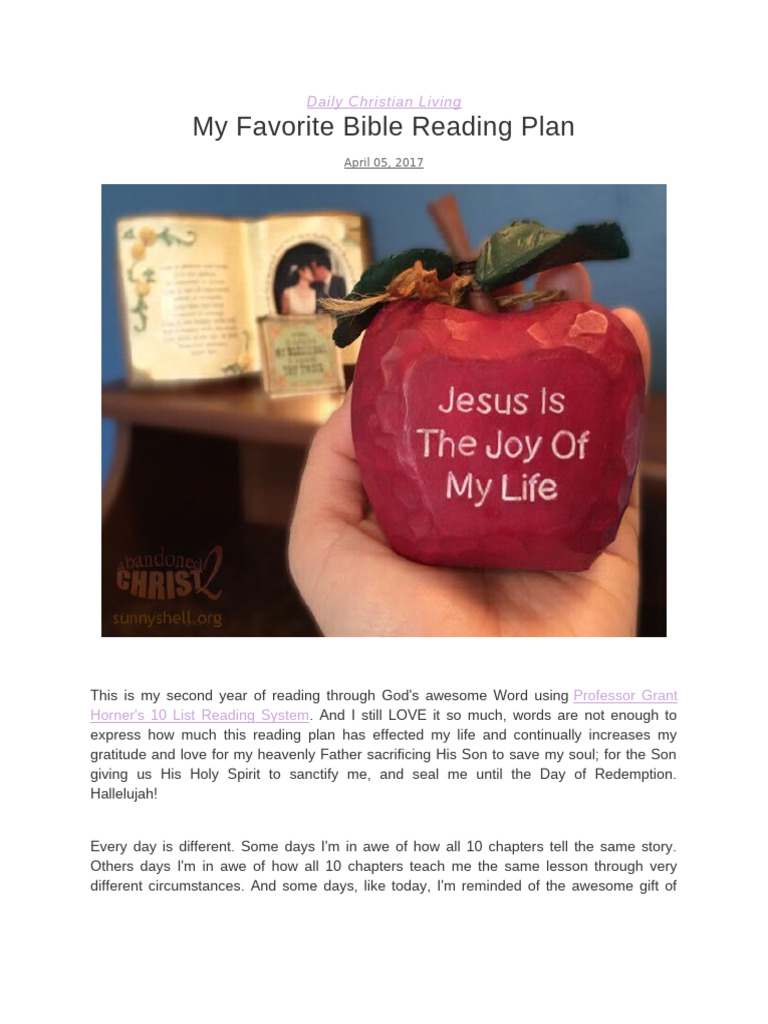 Daily Christian Living - My Favorite Bible Reading Plan | PDF | Glory ...