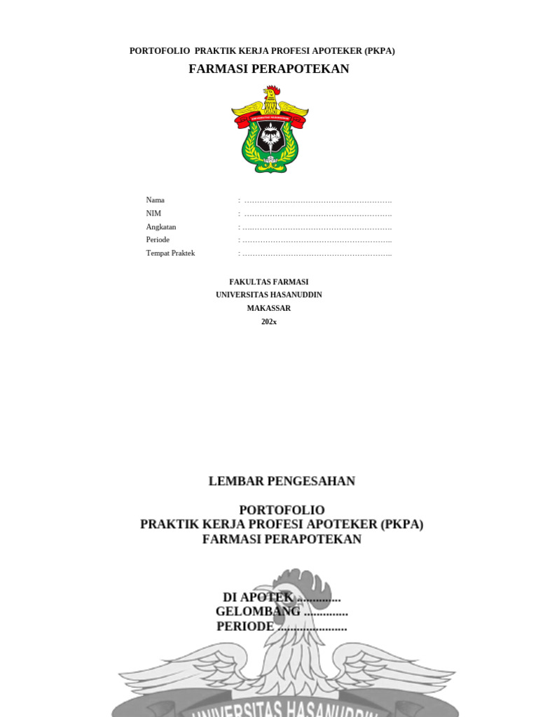 Format Portofolio Praktek Kerja Profesi Perapotekan | PDF