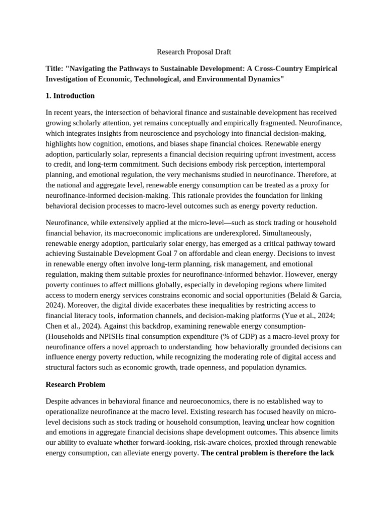 Neurofinance and Renewable Energy Impact | PDF | Poverty | Poverty ...