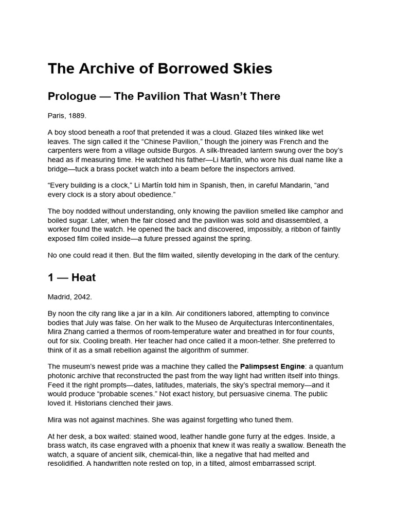 Archive of Borrowed Skies: A Story of Memory | PDF