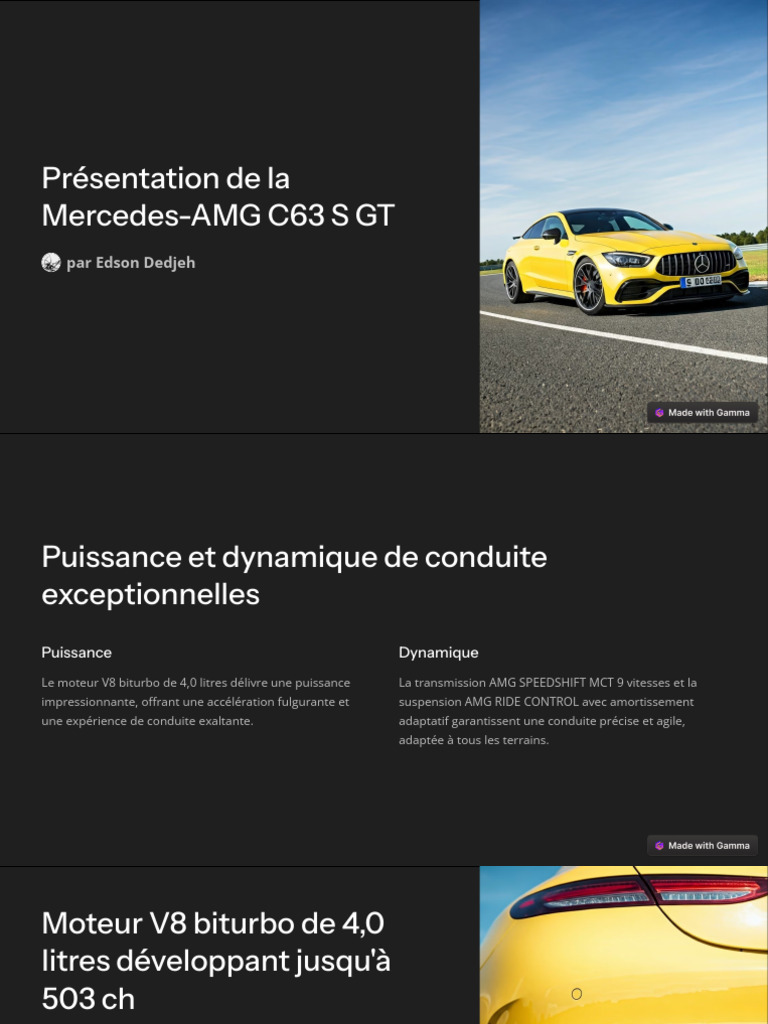 Mercedes-AMG C63 S GT : Performance et Luxe | PDF | Turbocompresseur ...