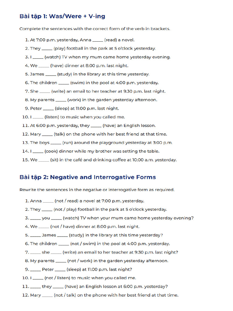 Past Continuous Tense | PDF