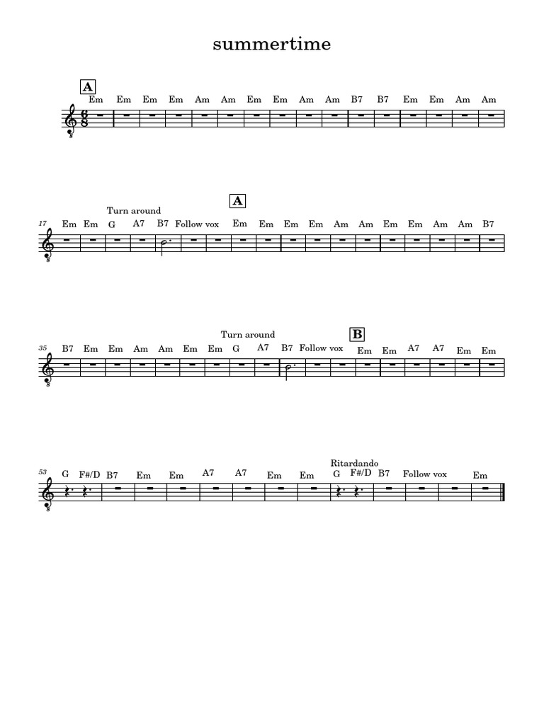 Partitura de "Summertime" | PDF