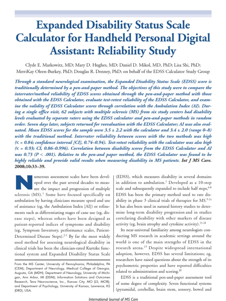 Expanded Disability Status Scale Calculator | PDF | Science