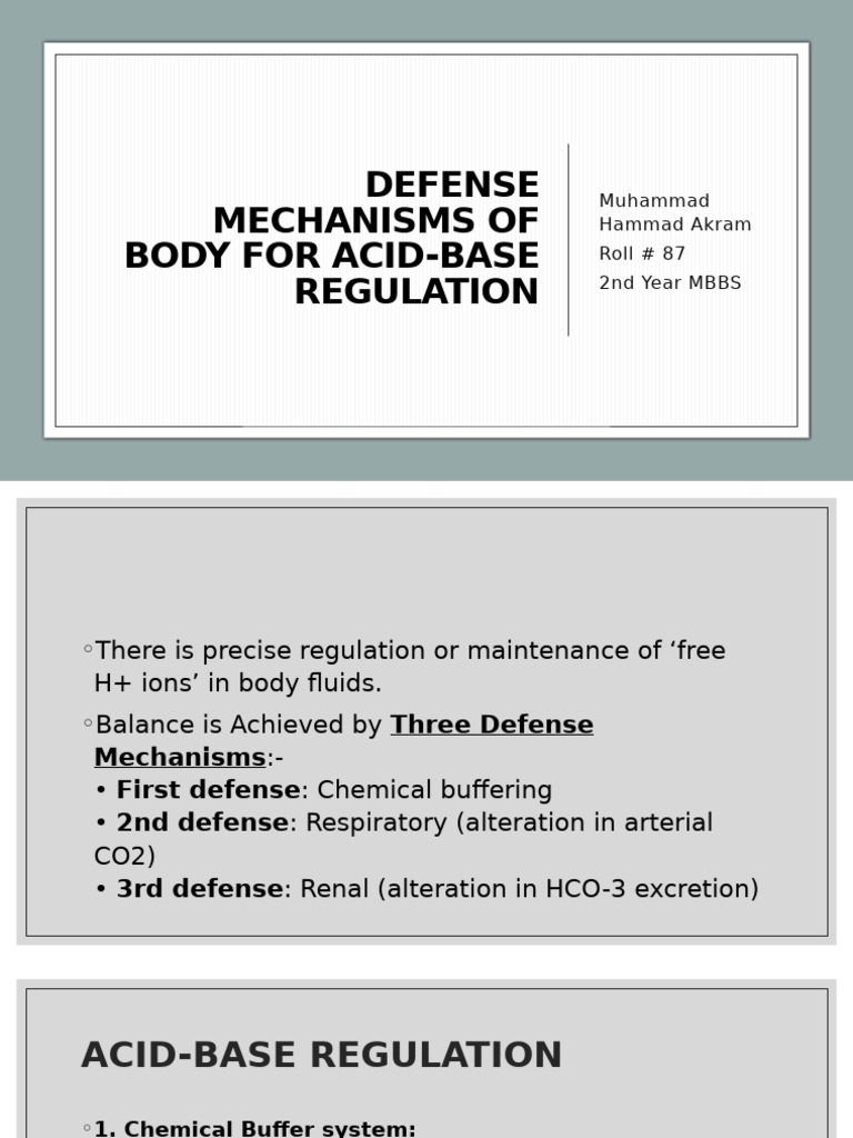 Body Acid-Base Regulation Mechanisms | PDF