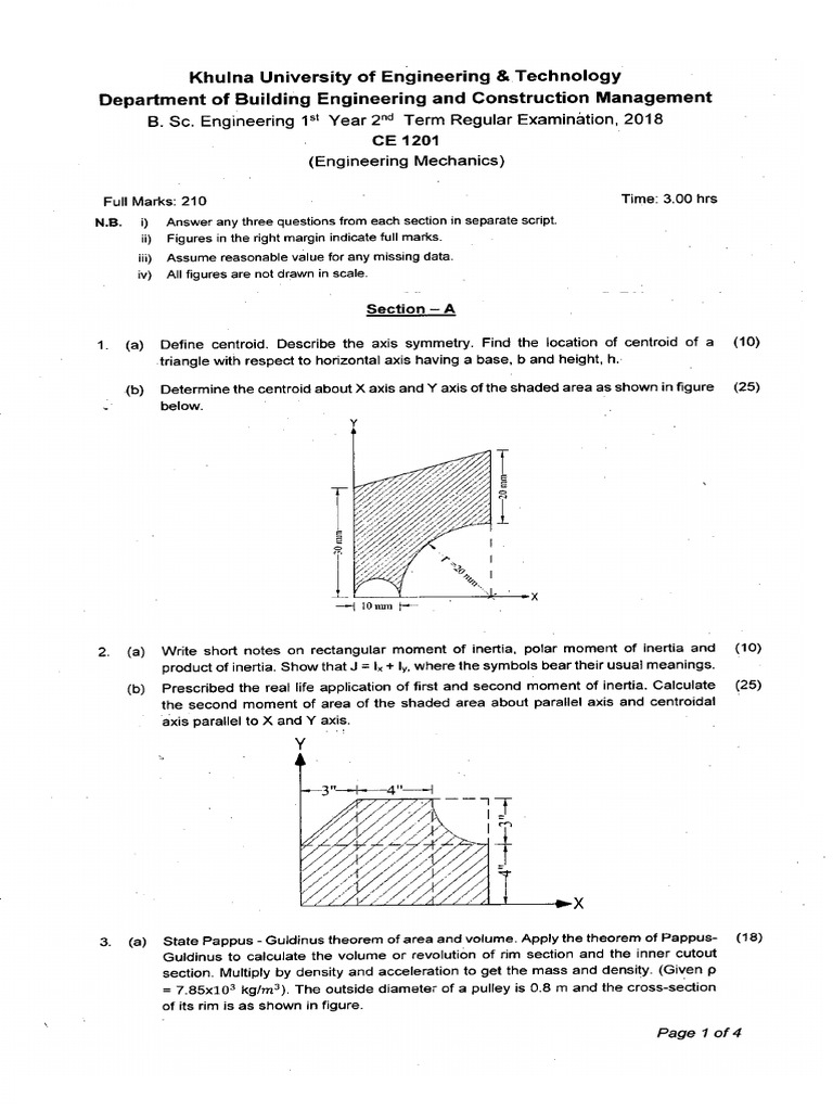 B SC Engineering 1st Year 2nd Term Regular Examination, 2018 | PDF ...