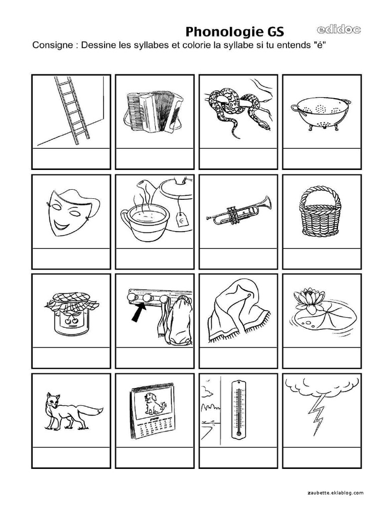 Dessine Les Syllabes Et Colorie Si Tu Entend É | PDF