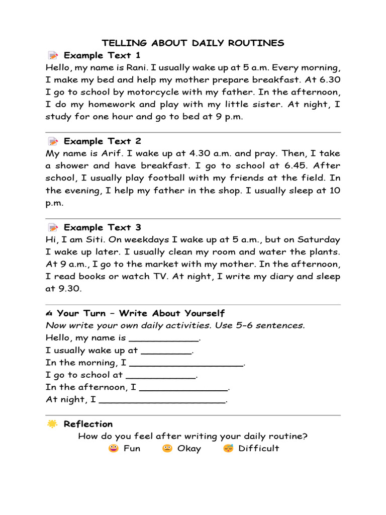 Telling About Daily Routines | PDF